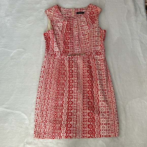 Ellen Tracy | Dresses | Ellen Tracy Red And Cream Pattern Dress | Poshmark